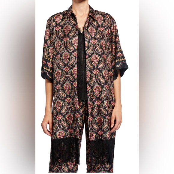 Kobi Halperin | Tops | Kobi Halpern Paisley Silk Lined Fringe Kimono ...
